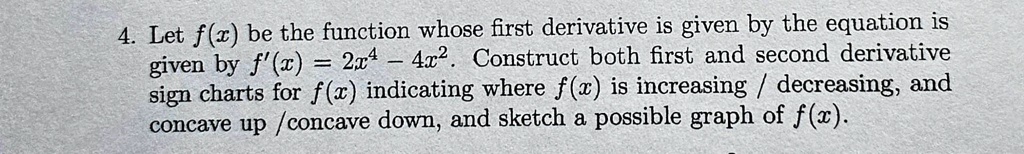 4. Let f(x) be the function whose first derivative is given by the equation is given by f'(x ...