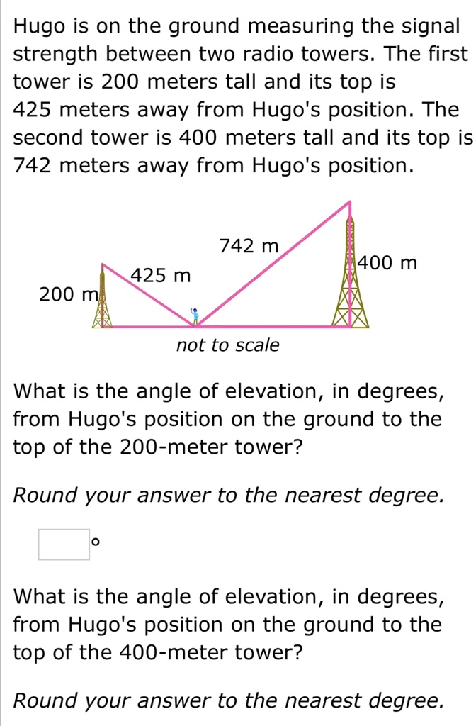hugo is on the ground measuring the signal strength between two radio ...