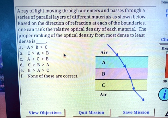 tea a ray of light moving through air enters and passes through a ...