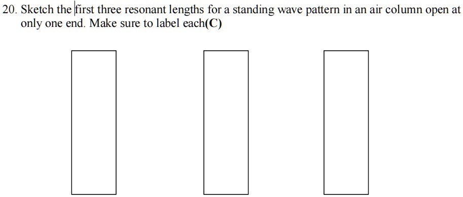 20. Sketch the first three resonant lengths for a standing wave pattern in an air column open at ...