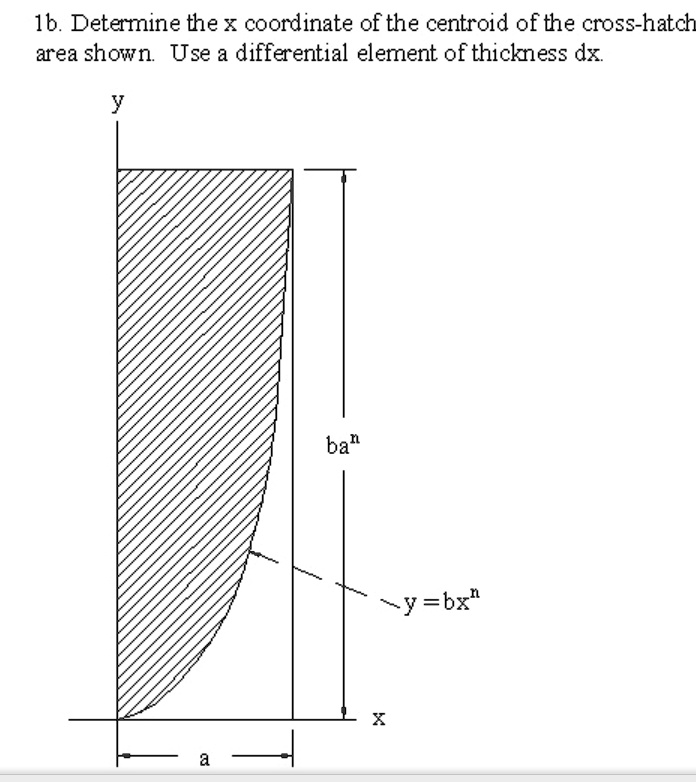 1b determine the x coordinate of the centroid of the cross hatch area ...