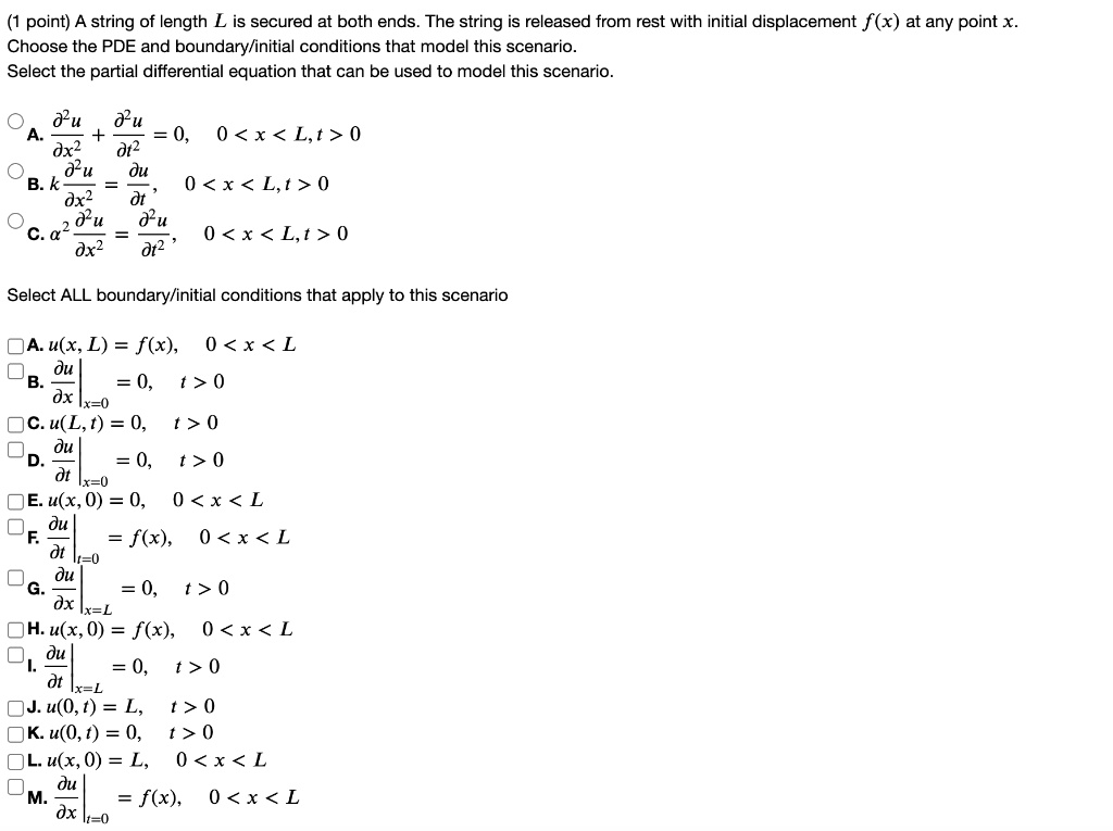 SOLVED:point) A string of length L is secured at both ends. The string is released from rest ...