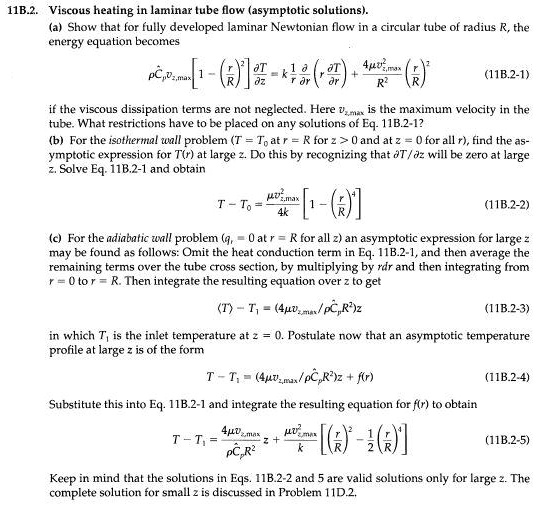 problem 11b2 viscous heating in laminar tube flow asymptotic solutions ...