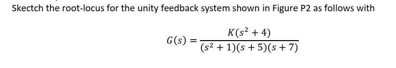 Skectch the root-locus for the unity feedback system shown in Figure P2 as follows with G(s ...