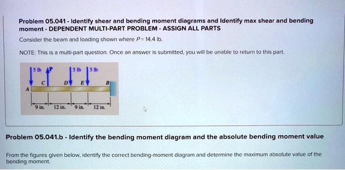 Problem 05.041 - Identify shear and bending moment diagrams and Identify max shear and bending ...