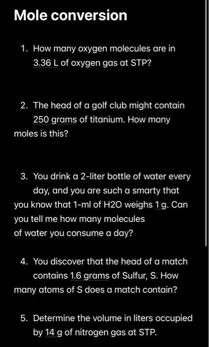 SOLVED: Please answer these mole conversion questions
