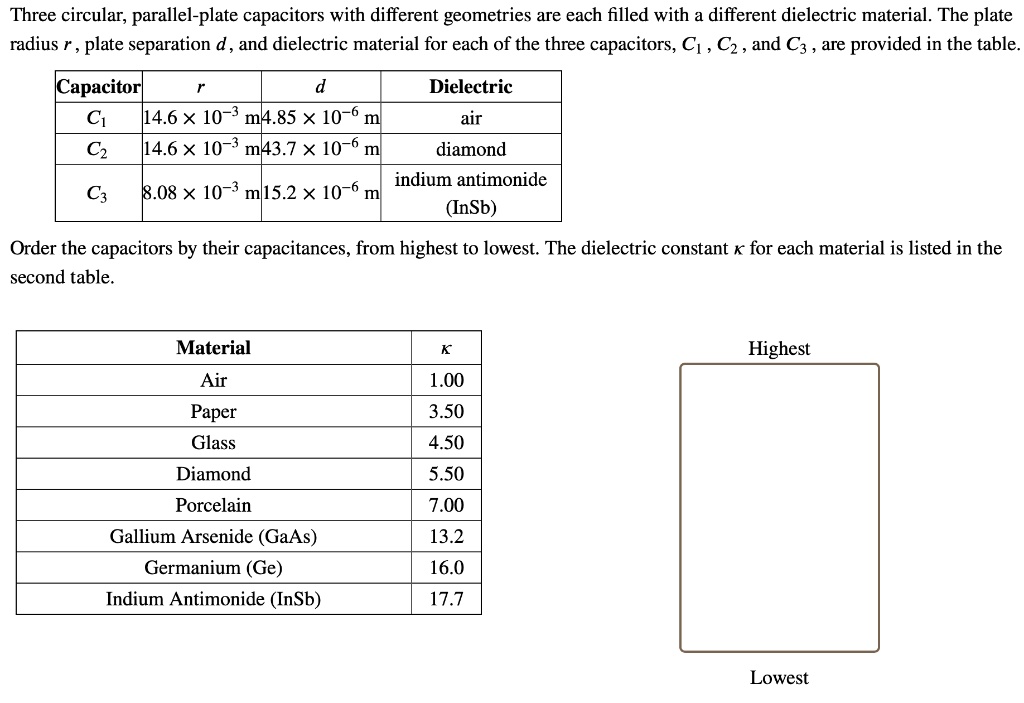 SOLVED: Three circular, parallel-plate capacitors with different ...