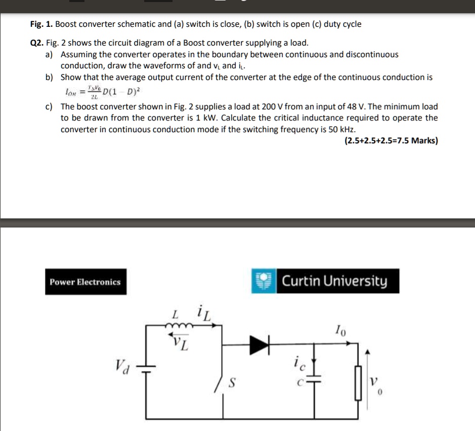 Fig. 1. Boost converter schematic and (a) switch is close, (b) switch ...