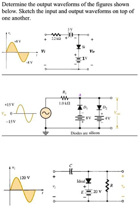 Determine The Output Waveforms Of The Figures Shown Below Sketch The Input And Output Waveforms