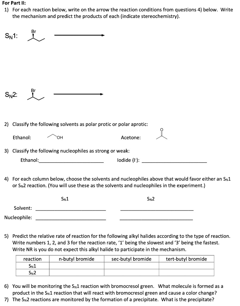 Solved For Part Ii For Each Reaction Below Write On The Arrow The