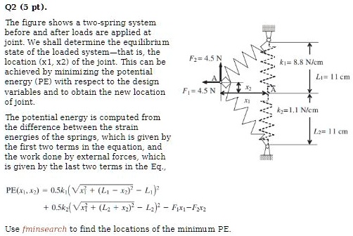 SOLVED: using Simulink? Q25pt. The figure shows a two-spring system ...