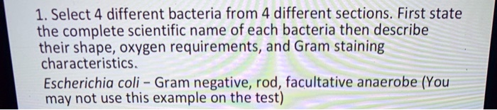 1, Select 4 different bacteria from 4 different sections. First state ...