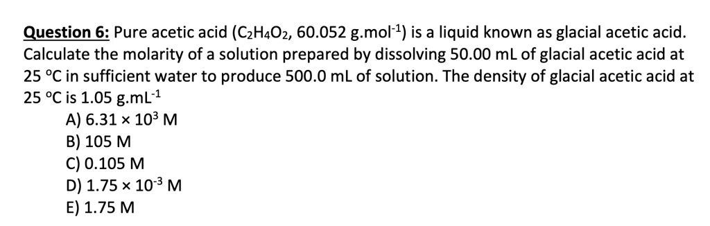 Glacial Acetic Acid Molarity