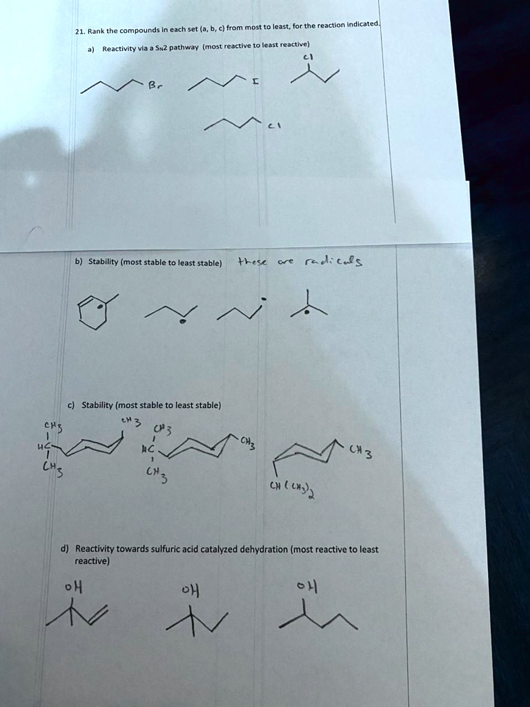 SOLVED: Among the compounds, each set (at least, for the reaction ...