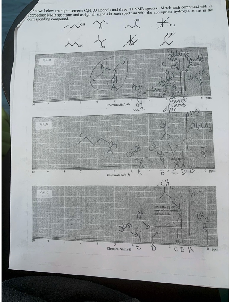 Solved Hnmr Spectra Match Each Compound With Its Shown Below Are Eight Isomeric C H O