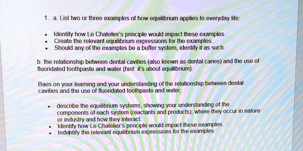 SOLVED: "a. List two or three examples of how equilibrium applies t ...