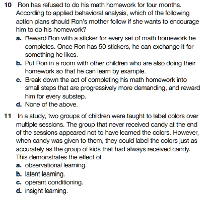 10 Ron has refused to do his math homework for four months. According ...