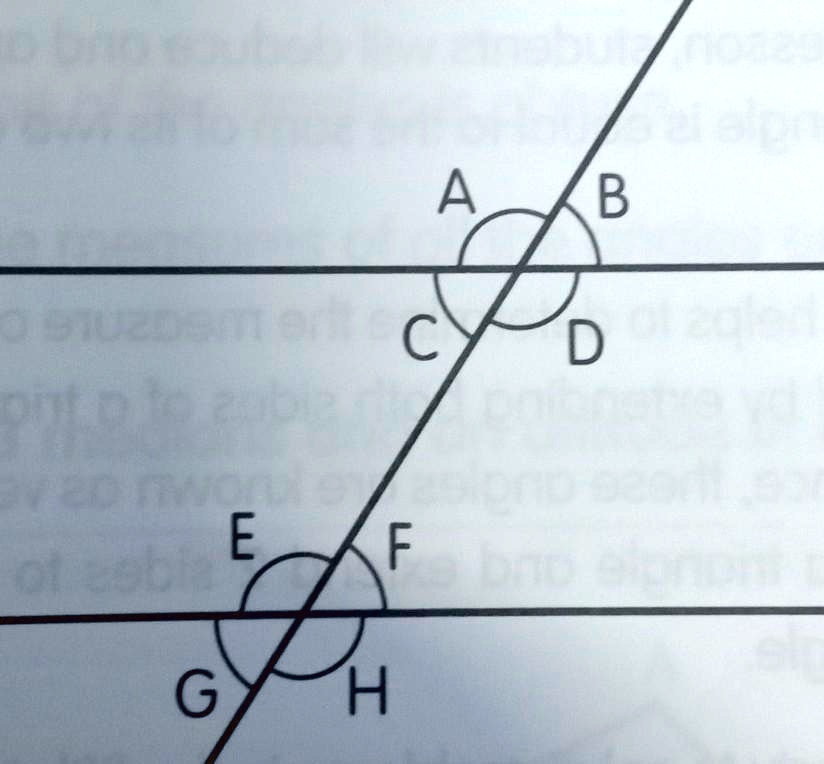 SOLVED: Identify these angle pairs in the picture. A. Corresponding angles B. Alternate interior ...