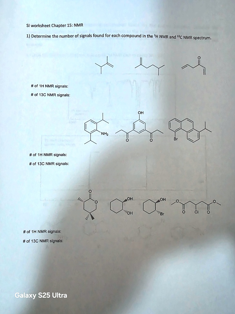 sl worksheet chapter 15 nmr 1 determine the number of signals found for ...