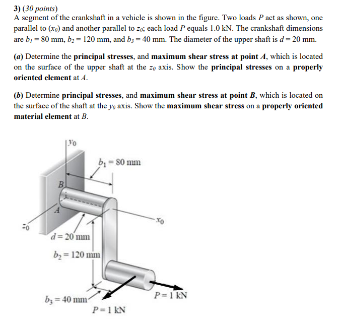 3) (30 points) A segment of the crankshaft in a vehicle is...