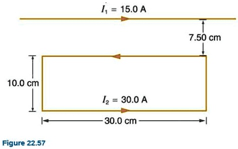 SOLVED: 'Figure 22.57 shows a long straight wire near a rectangular ...