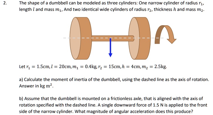 2. The shape of a dumbbell can be modeled as three cylinders: One ...