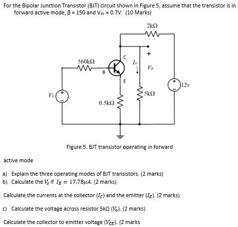 SOLVED: For the Bipolar Junction Transistor (BJT) circuit shown in ...