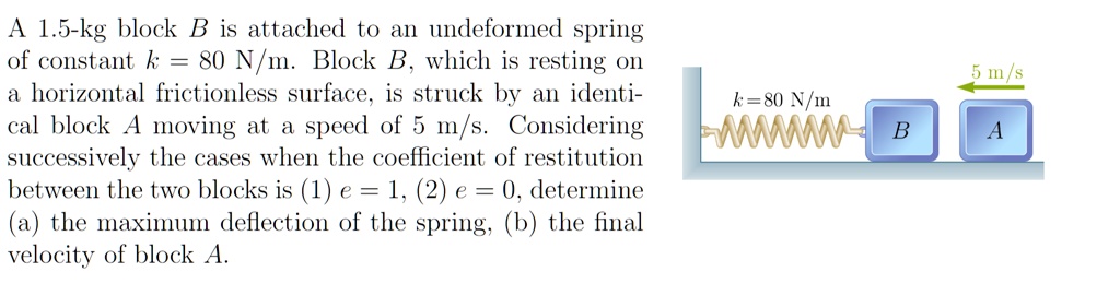 VIDEO solution: A 1.5-kg block B is attached to an undeformed spring of constant k = 80 N/m ...