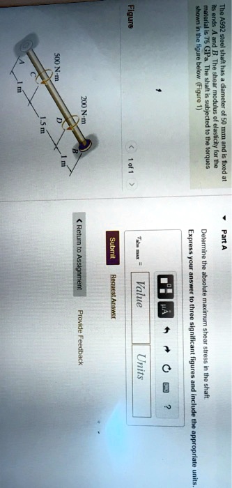 The A992 steel shaft has a diameter of 50 mm and is fixed at its ends A ...