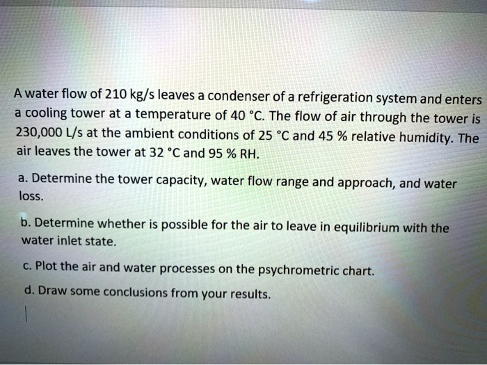 A water flow of 210 kg/s leaves a condenser of a refrigeration system ...