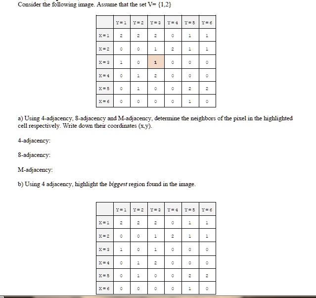 consider the following image assune that the set v 12 a using adjacency ...