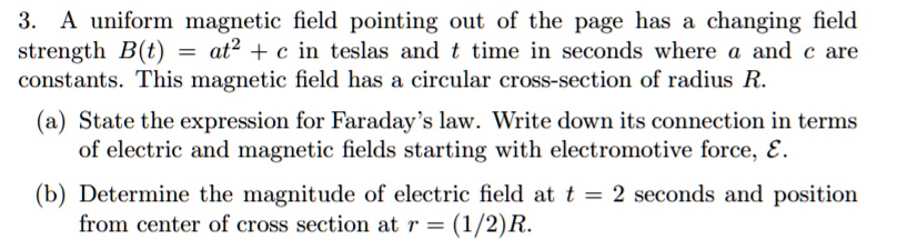 SOLVED:uniform magnetic field pointing out of the page has changing ...