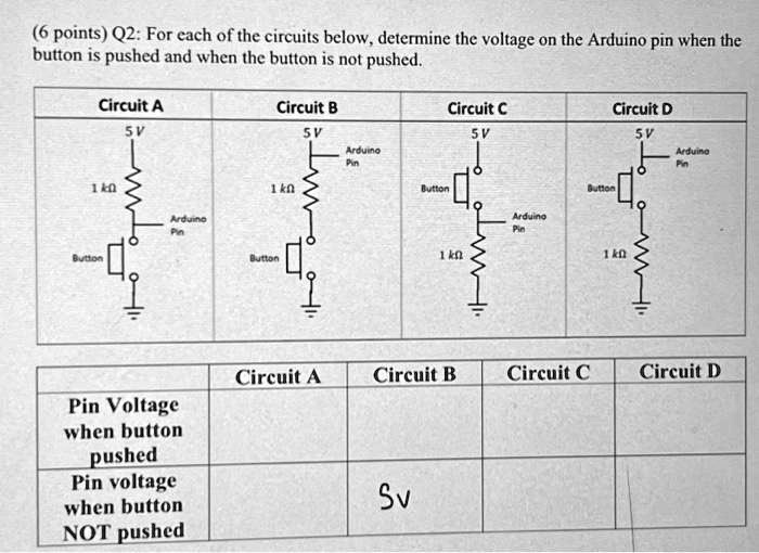 (6 points) Q2: For each of the circuits below, determine the voltage on ...