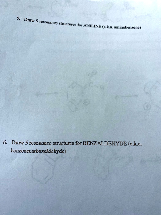 SOLVED: Draw resonance structures for ANILINE (aka; aminobenzene) Draw ...