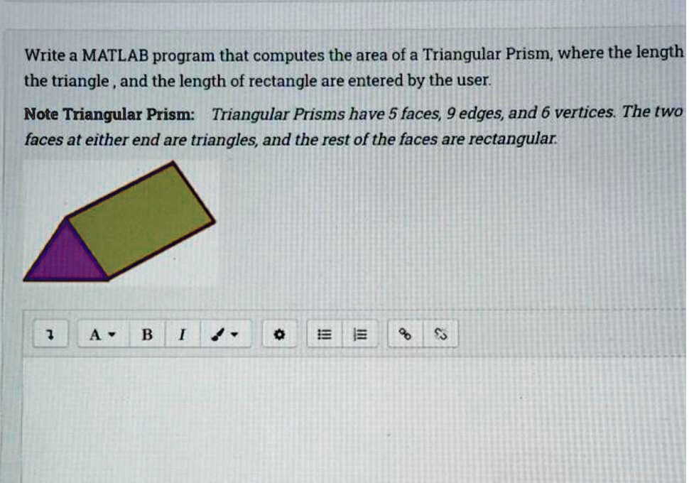 Solved Write A Matlab Program That Computes The Area Of A Triangular 9528