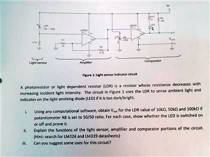 Light sensor Amplifier Comparator Vost Figure 1: Light sensor indicator ...
