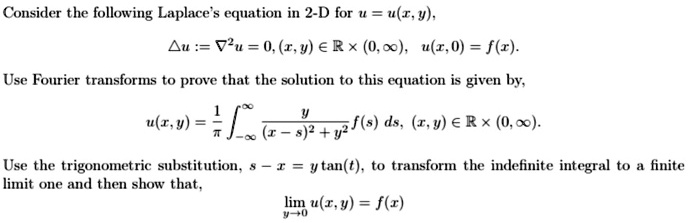 consider the following laplace equation in 2 d for u ufy au w2u 0ry rx 0 ut 0 fr use fourier ...