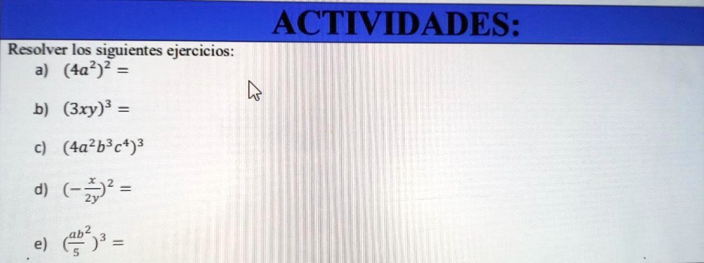 SOLVED: Resuelva los siguientes ejercicios. ACTIVIDADES: Resolver los ... SOLVED: Resuelva los siguientes ejercicios. ACTIVIDADES: Resolver los ...