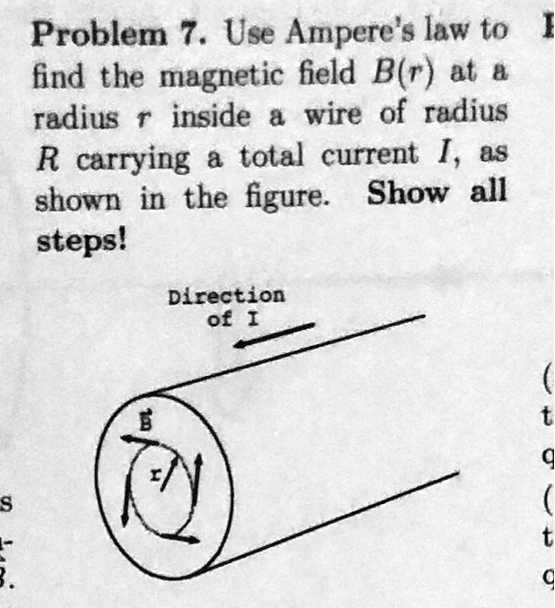 problem 7 use amperes law to find the magnetic field br at 0 radius t ...