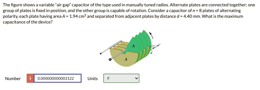 SOLVED: The figure shows a variable "air gap" capacitor of the type ...