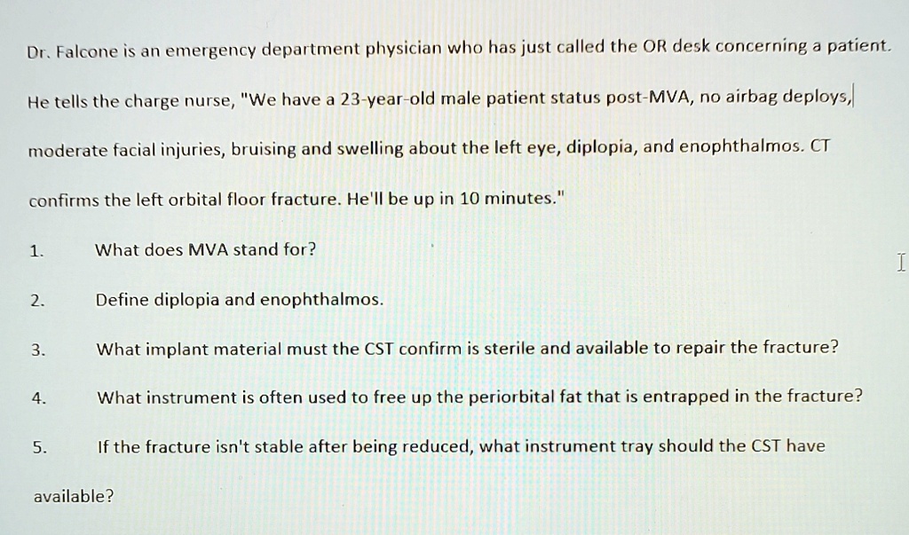 SOLVED: Dr. Falcone is an emergency department physician who has just ...