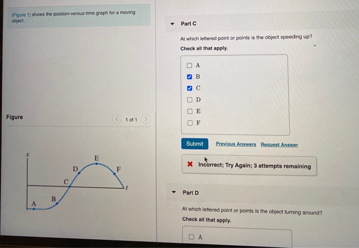 (Figure 1) shows the position-versus-time graph for a moving object ...