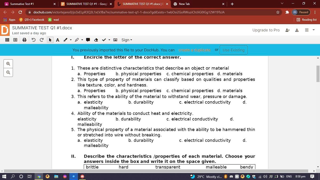 SOLVED: Pasagot po please salamat po Summative Test #1 SUMMATIVE TEST ...