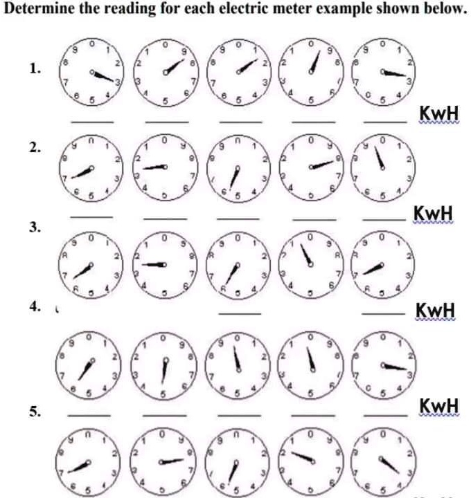 Determine the reading for each electric meter example shown below. 1. 2 ...