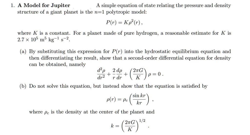 A simple equation of state relating the pressure and density 1. A Model ...