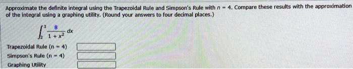 SOLVED:Appraximate the definite integral using the Trapezoldal Rule and ...