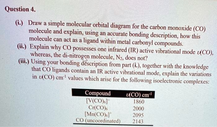 question 4 draw a simple molecular orbital diagram for the carbon ...