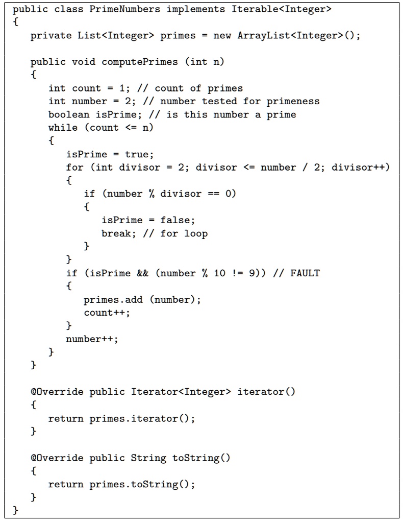 a test that reveals the fault for this answer submit the code for a ...
