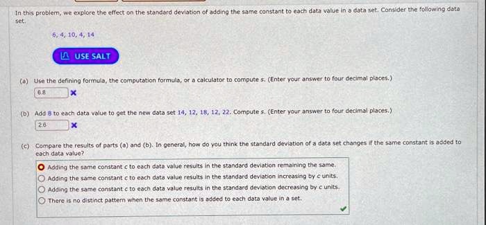 SOLVED: In this problem, we explore the effect on the standard ...