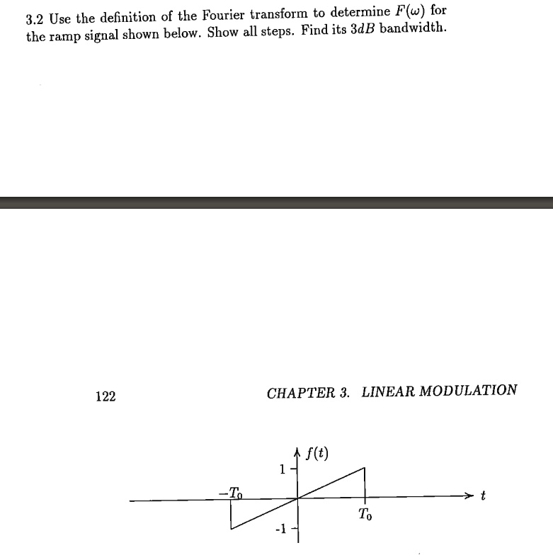 SOLVED: 3.2 Use the definition of the Fourier transform to determine F(w) for the ramp signal ...